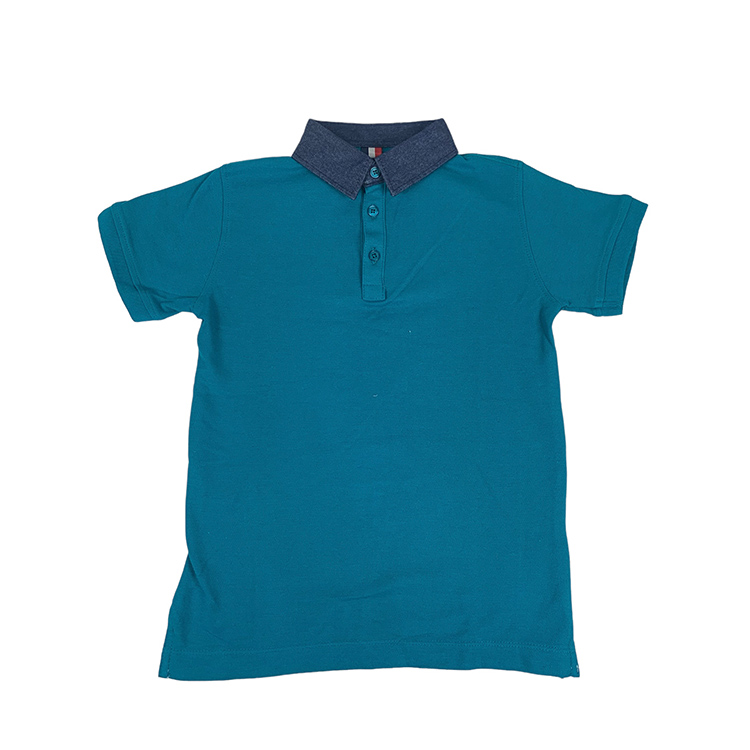 Playera azul aqua cuello mezclilla – Elements Junior